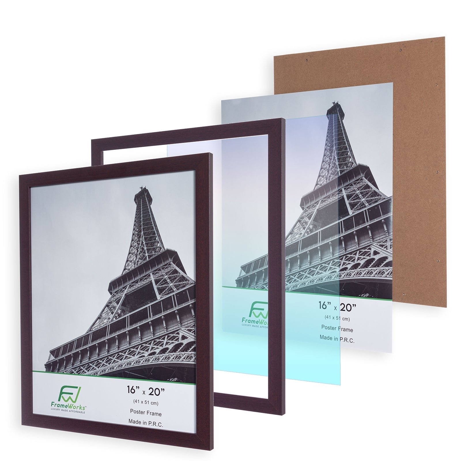 16" x 20" Mahogany MDF Wood Multi-Pack Back-Loading Poster Frames – The ...