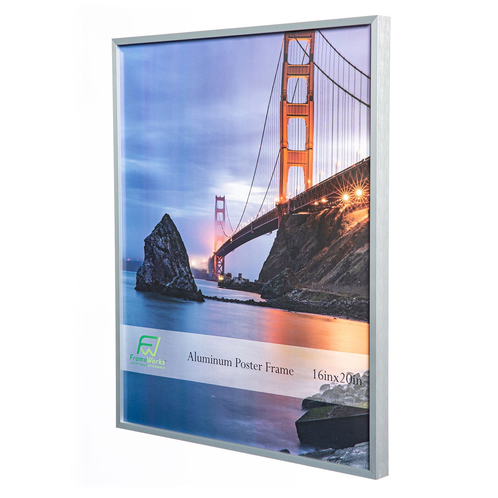 16" x 20" Silver Brushed Aluminum Poster Picture Frame with Plexiglass ...