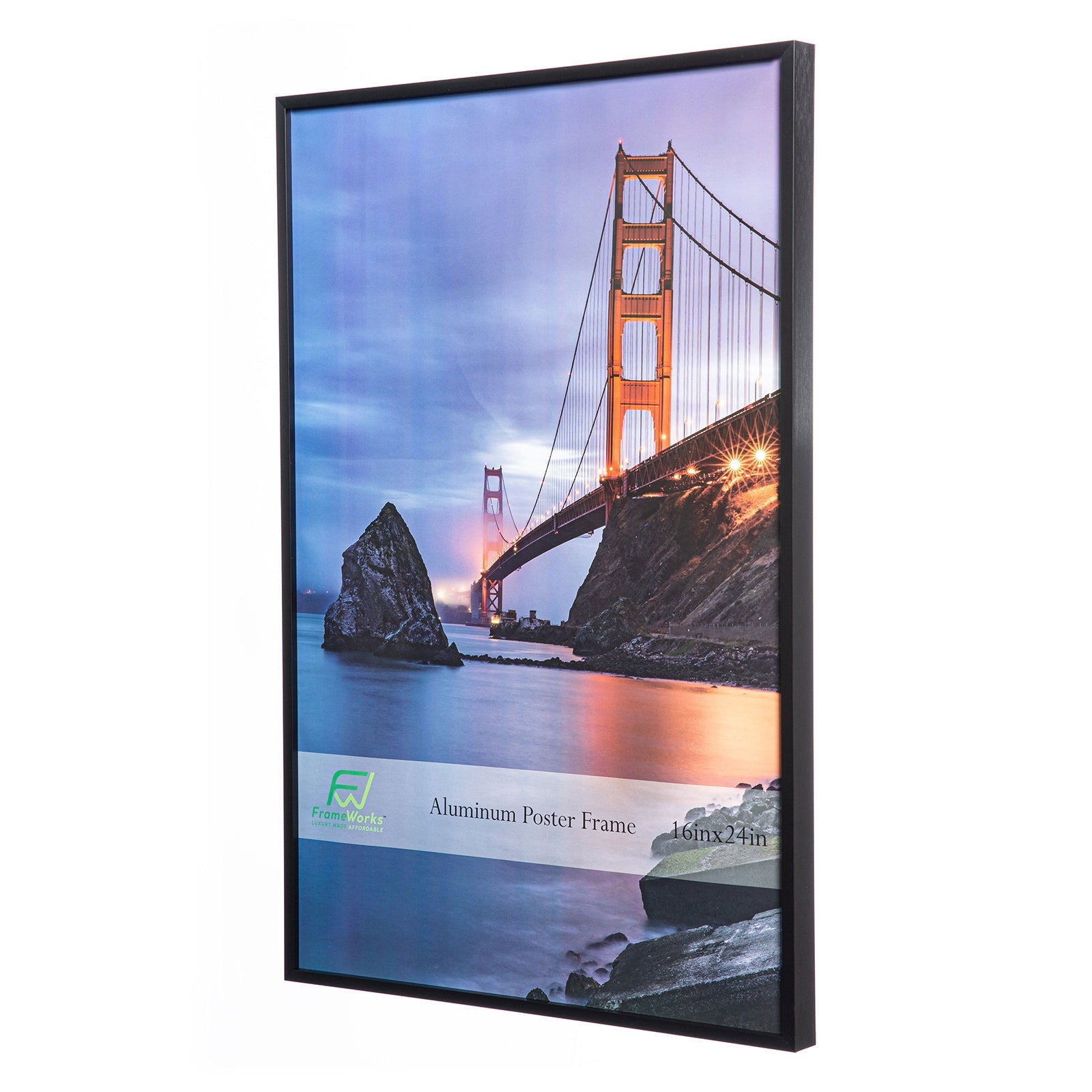 16" x 24" Black Brushed Aluminum Poster Picture Frame with Plexiglass ...