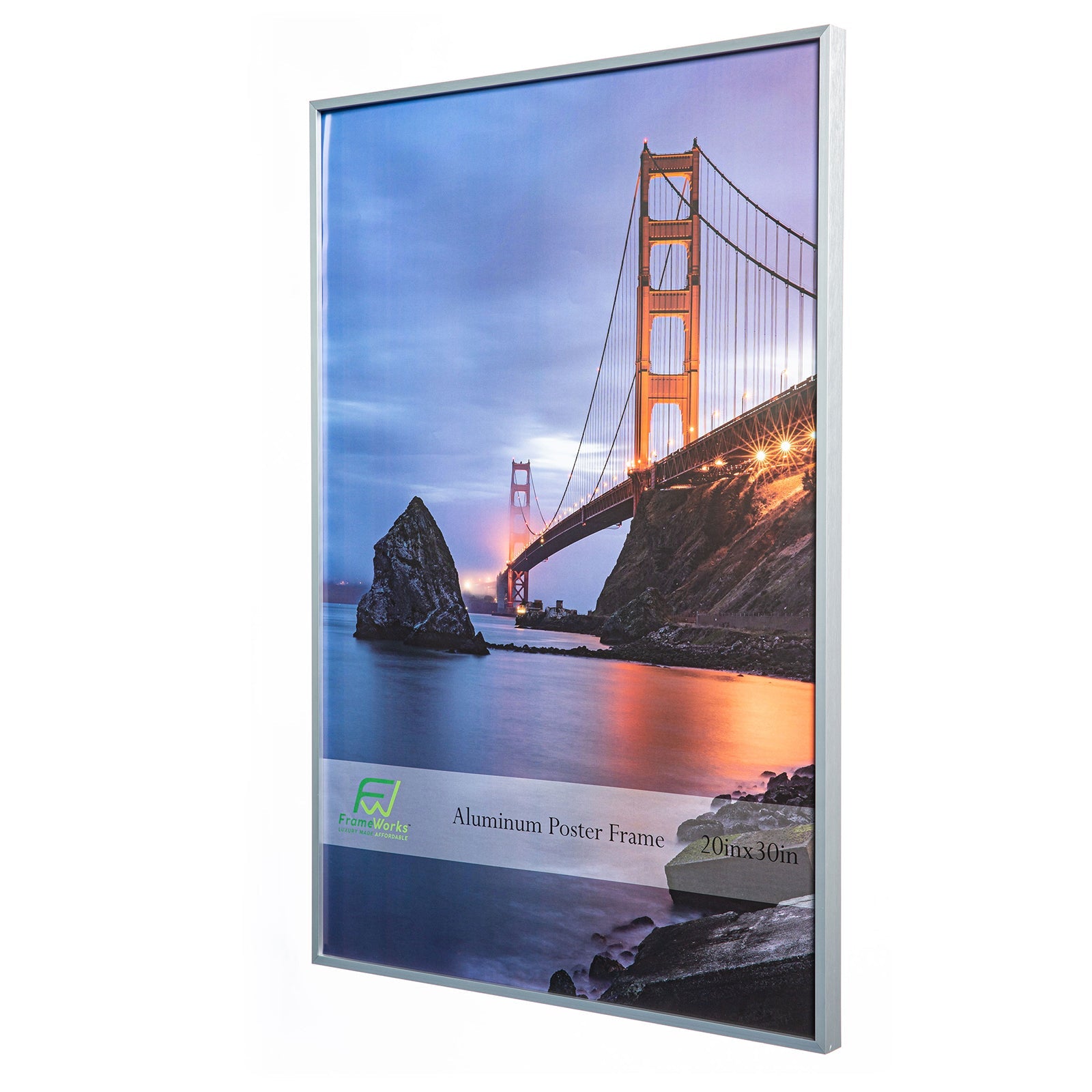 20" x 30" Silver Brushed Aluminum Poster Picture Frame with Plexiglass ...