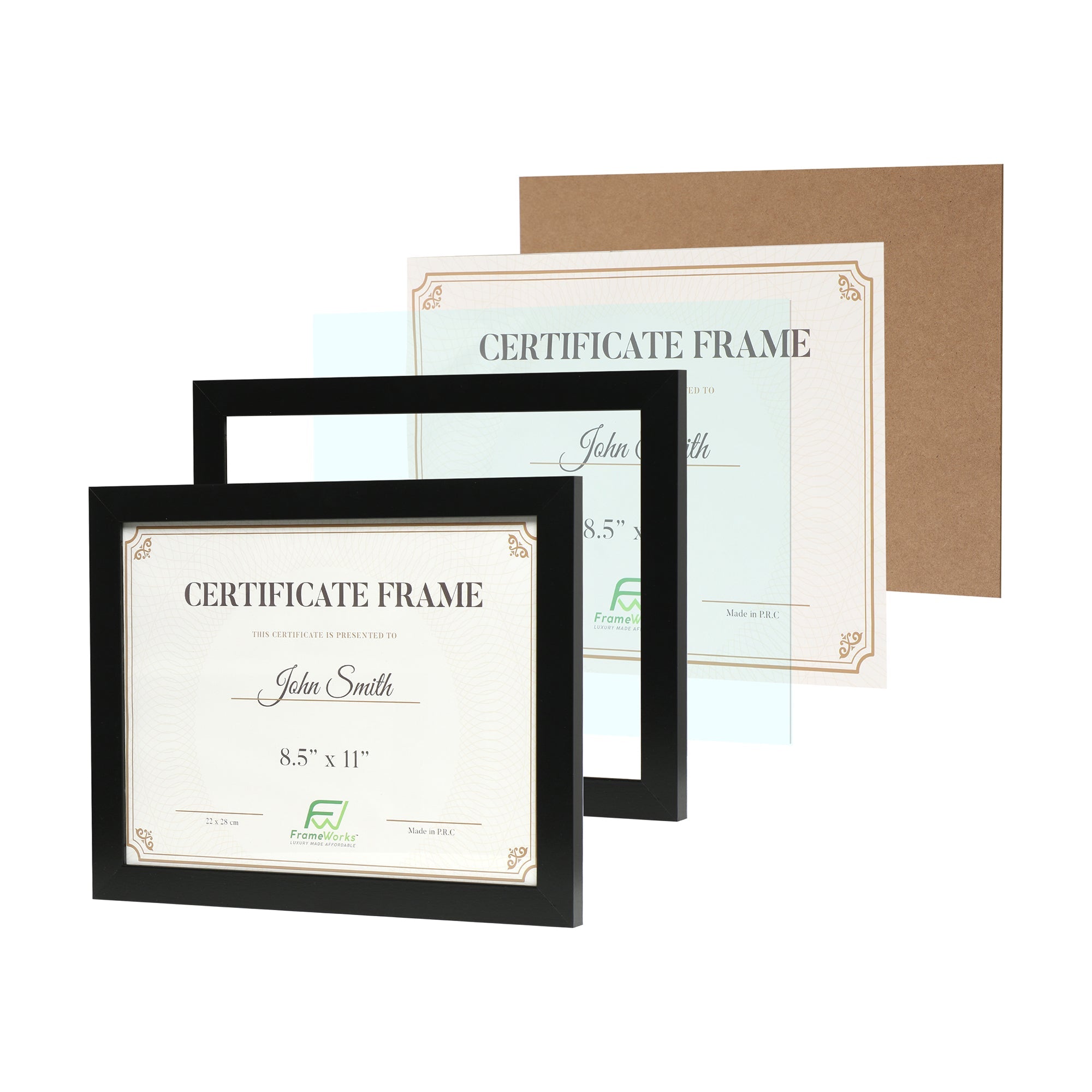 8.5" x 11" Classic Black MDF Wood Document Picture Frame with Tempered ...