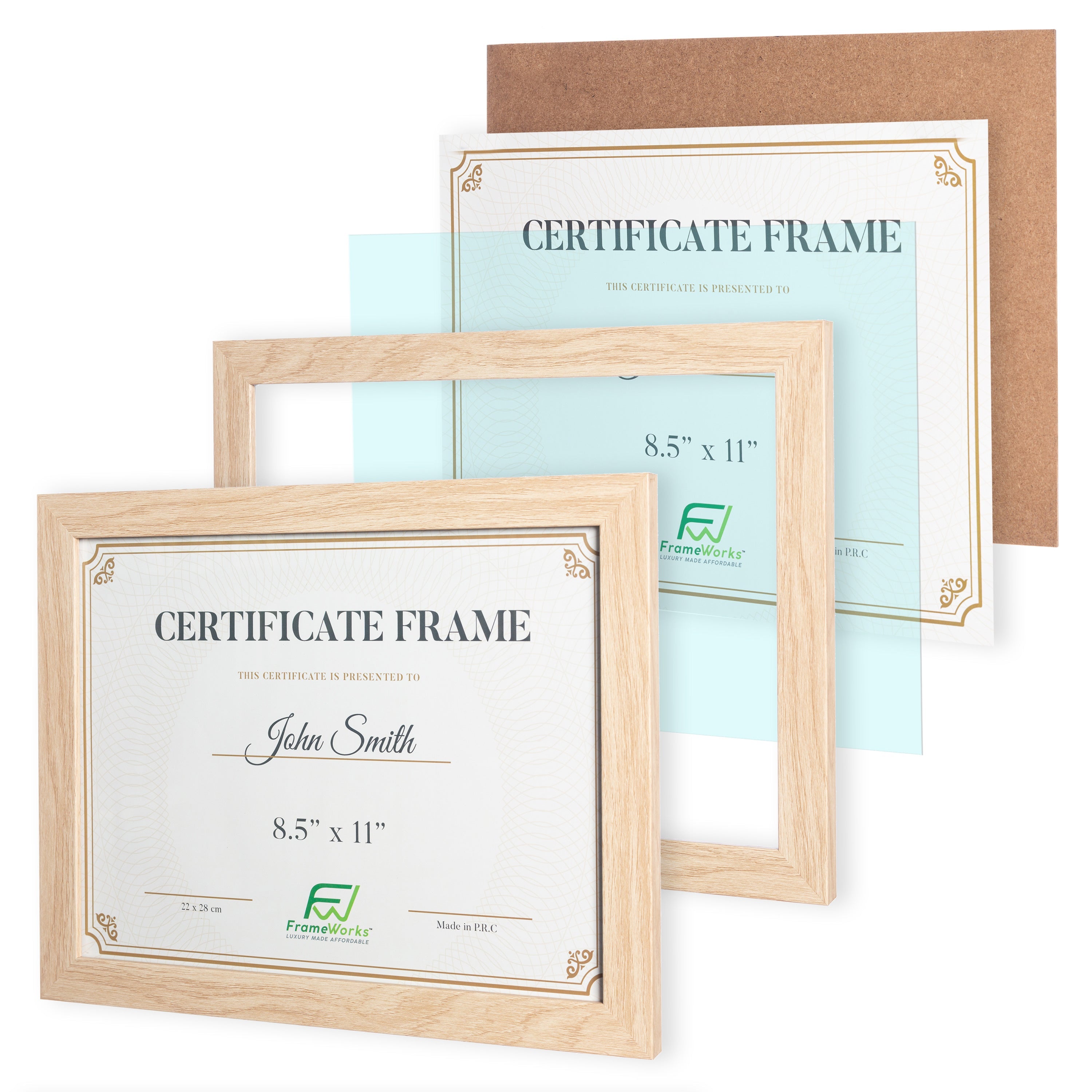 8.5" x 11" Classic Natural Oak MDF Wood Document Picture Frame with Te ...