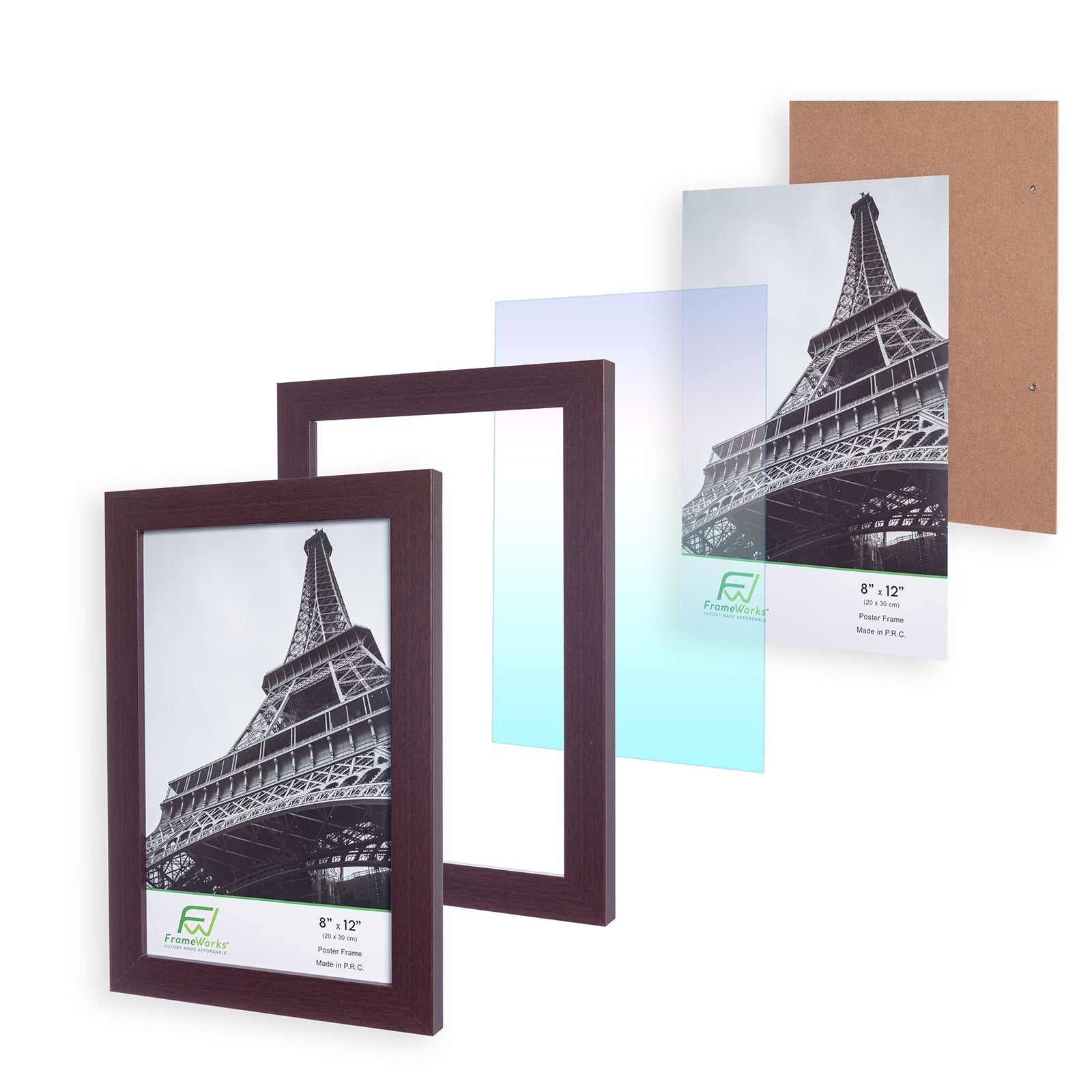 8" x 12" Mahogany MDF Wood Multi-Pack Back-Loading Poster Frames – The ...
